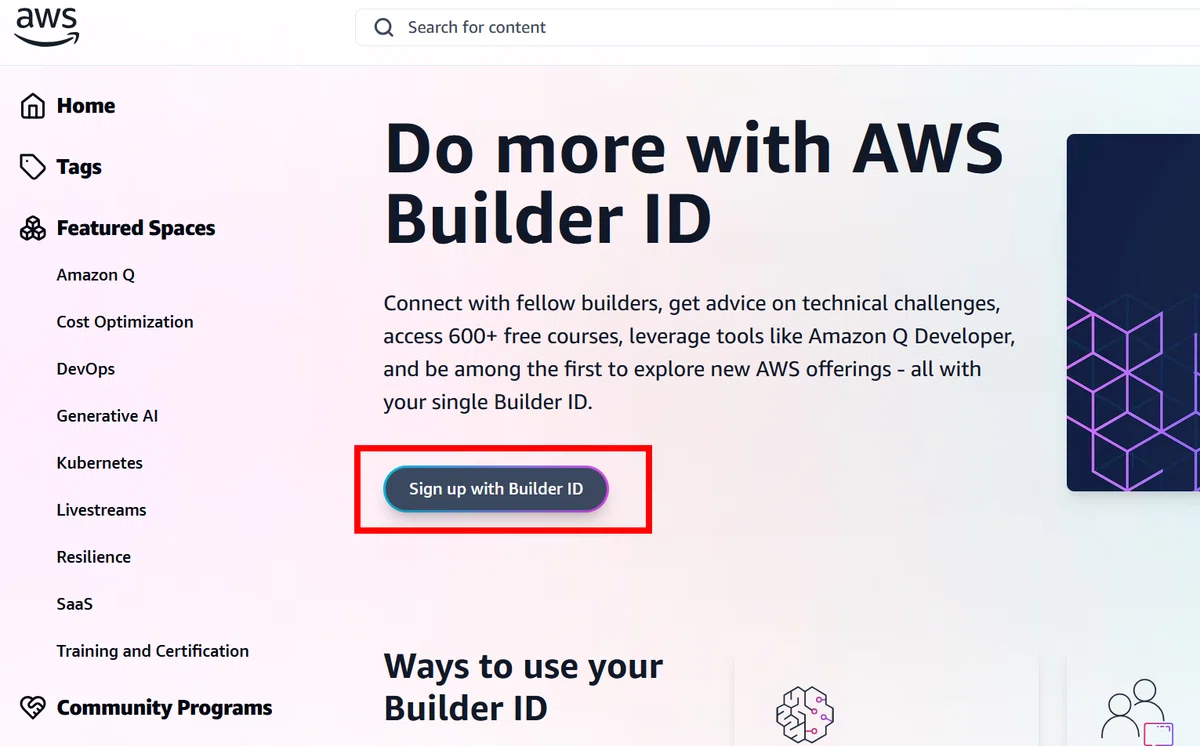 AWS Builder ID の利用とその作成方法｜NUMAGUCHI, Shigeru