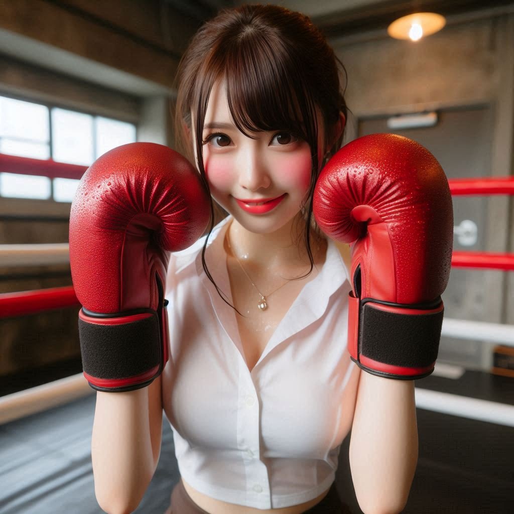 White shirt red (白シャツ女子ボクサー)｜Q-MiMi