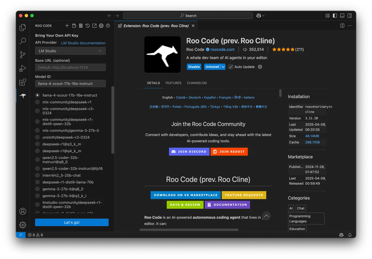 MacStudioでローカルLLMを動かしてRoo Code (Roo-Cline)を使う｜しあ