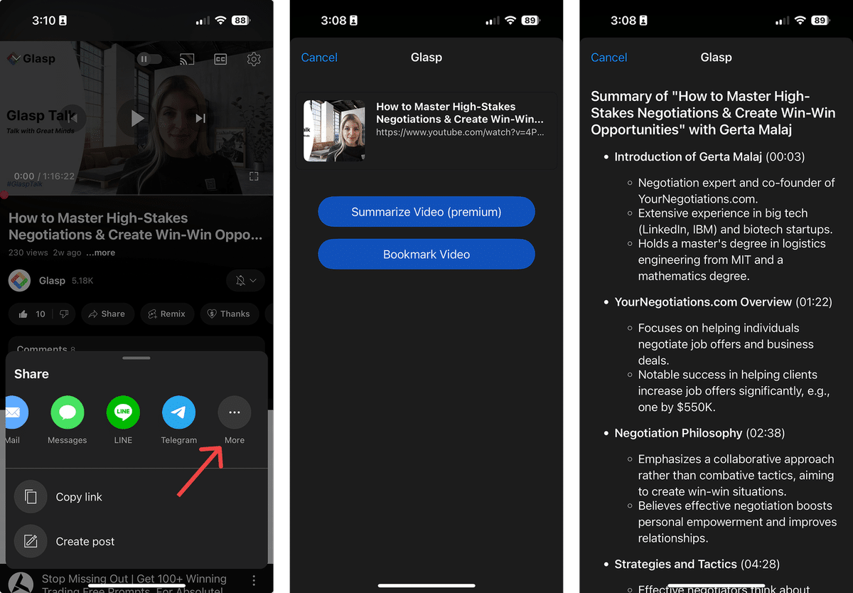 GlaspのiOS/AndroidアプリでYouTube動画を要約する方法｜Kei