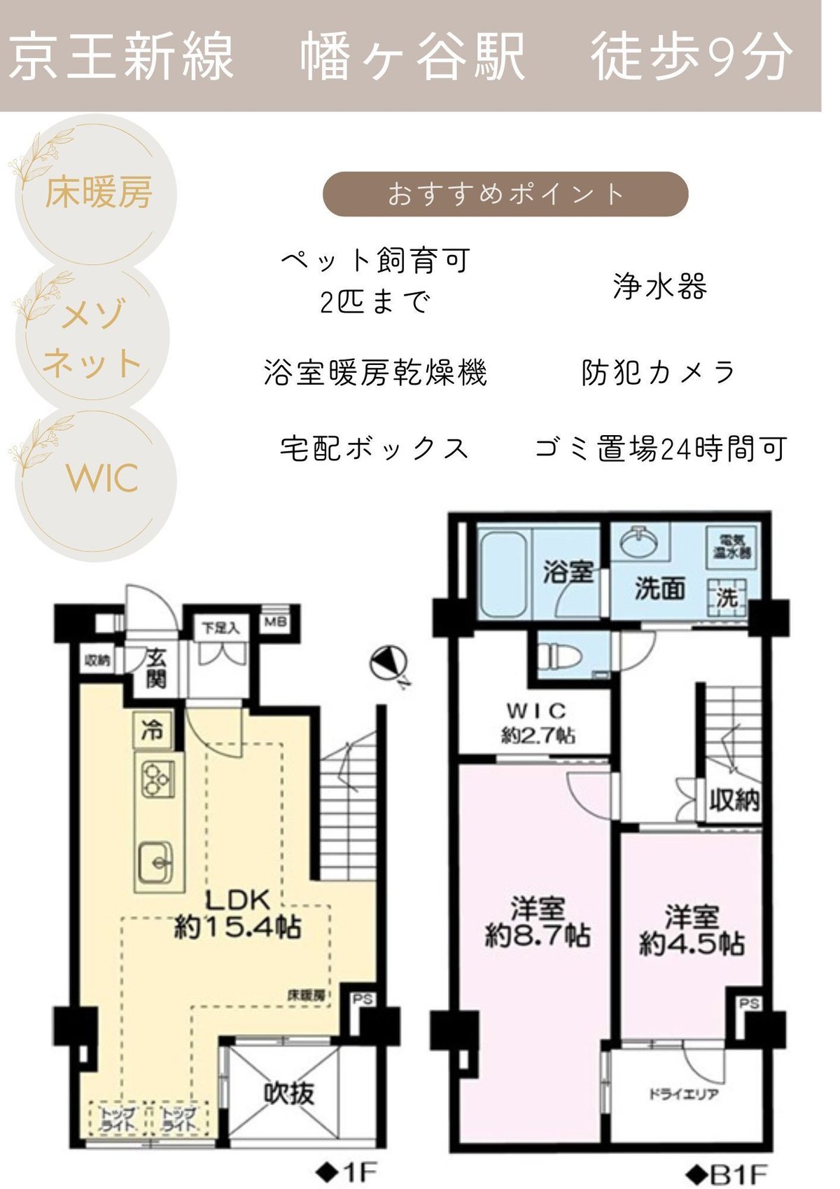 【渋谷区】＊価格改定＊オープンレジデンス幡ヶ谷 6,580万円（税込）2LDK+WIC｜クリアトラン ｜ 仲介手数料定額の不動産