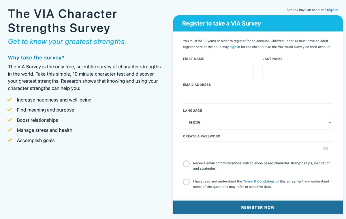 自分の強みを"探す" : VIA Character Strengths Survey｜たきびさん