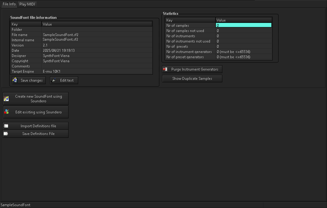 『Viena SoundFont Editor』: バージョン1.210 | 画面の見方｜ロクフ