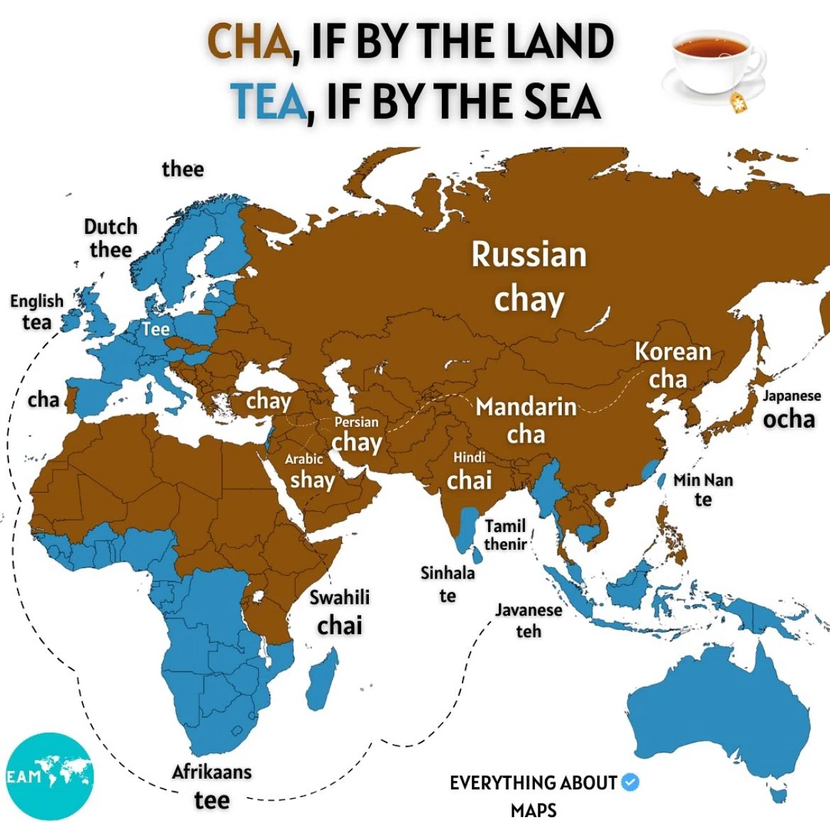 【文化と言語の交差点】「茶」と「ティー」の地図が語る、世界史の隠れた流れ｜linguistics research and writing
