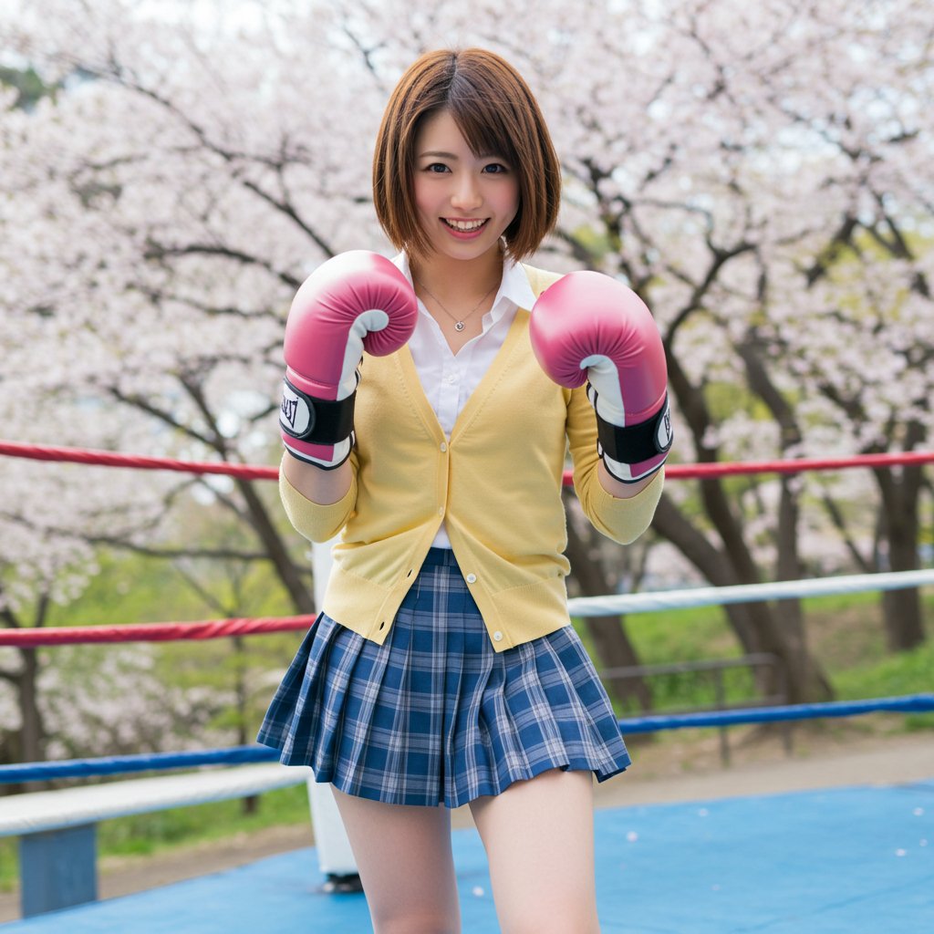 sakura and cardigan（満開の桜とカーディガン女子ボクサー）｜Q-MiMi