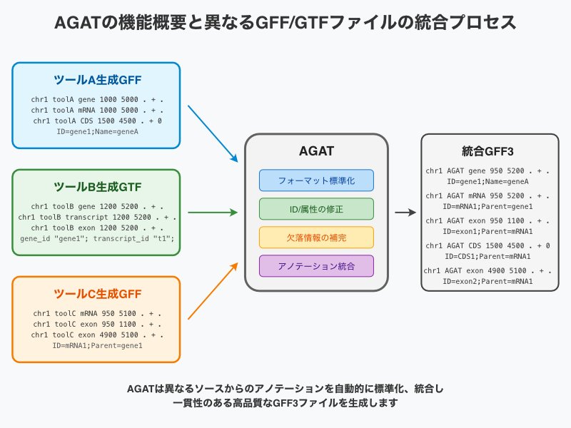初心者のためのAGAT入門：異なるアノテーション形式を簡単に統合するバイオインフォマティクスツール｜Ozk