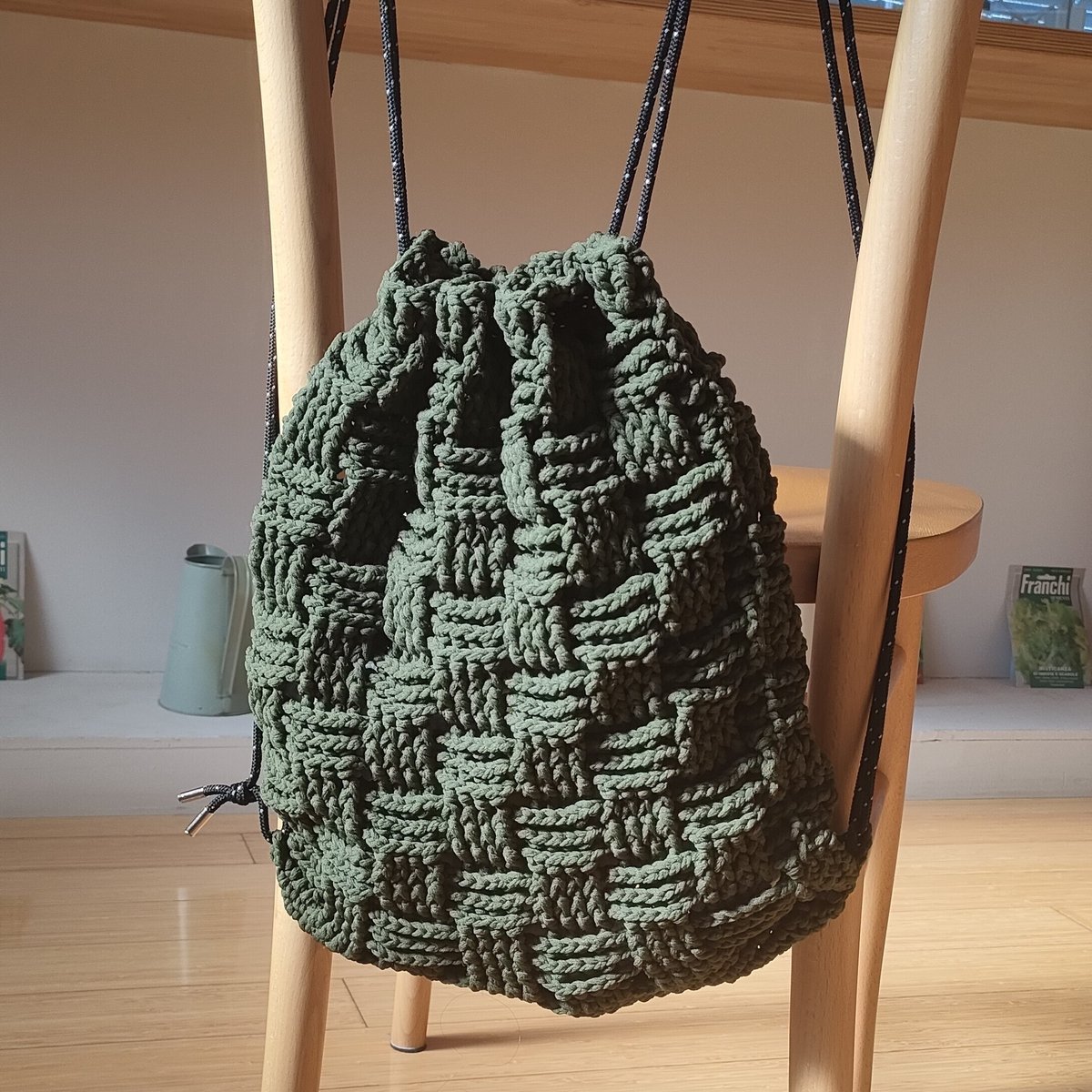 【編み図PDF】かぎ針で作るブロック編みのナップサック｜NUKIM KNIT