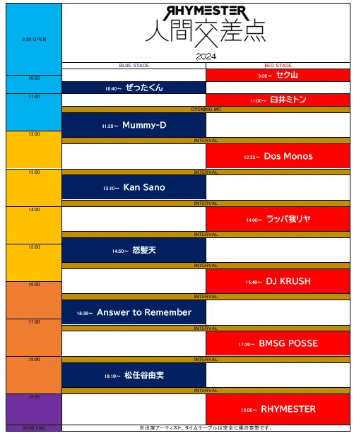 妄想タイムテーブル「RHYMESTER主催『人間交差点』」｜たわわちゃん