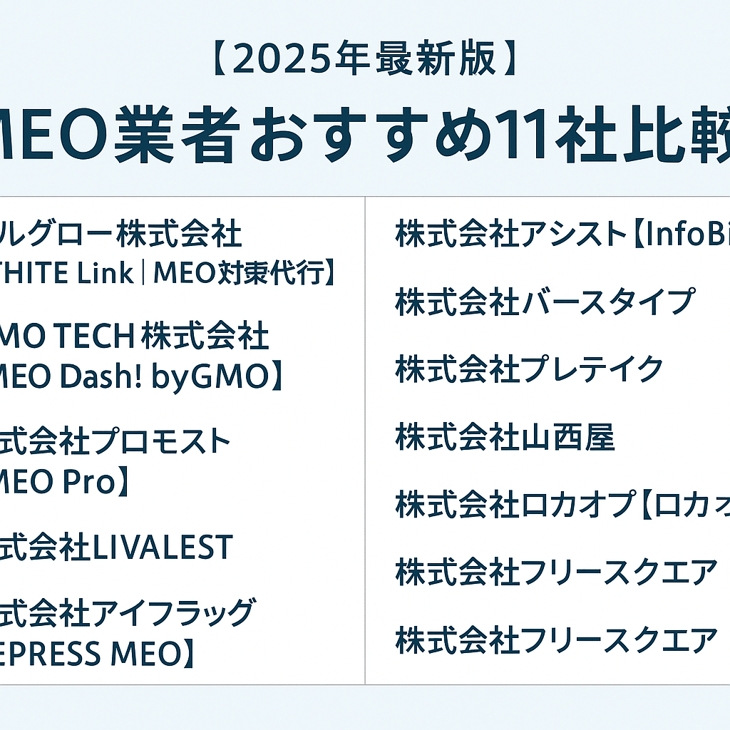 【2025年最新版】MEO業者おすすめ11社比較｜選び方と失敗しないポイントも解説｜ゆんさん