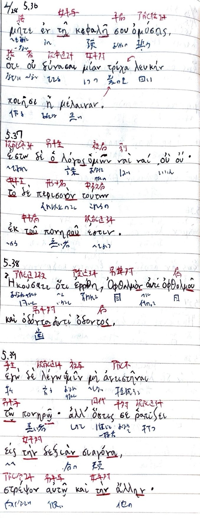 書記の古代ギリシャ語写経#5（マタイによる福音書5.32~6.8）｜Writer_Rinka