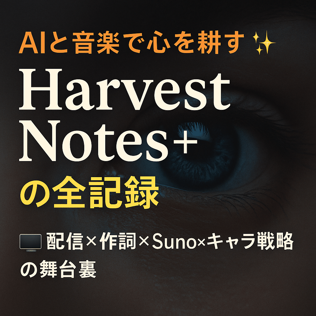🔥【AIと音楽で心を耕す】Harvest Notes+ の全記録｜配信×作詞×Suno×キャラ戦略の舞台裏｜Harvest Notes+