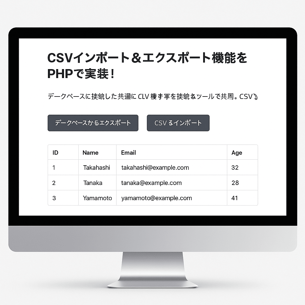 【実務に必須】CSVインポート＆エクスポート機能をPHPで実装！DB連携もやさしく解説｜じゅんじゅん