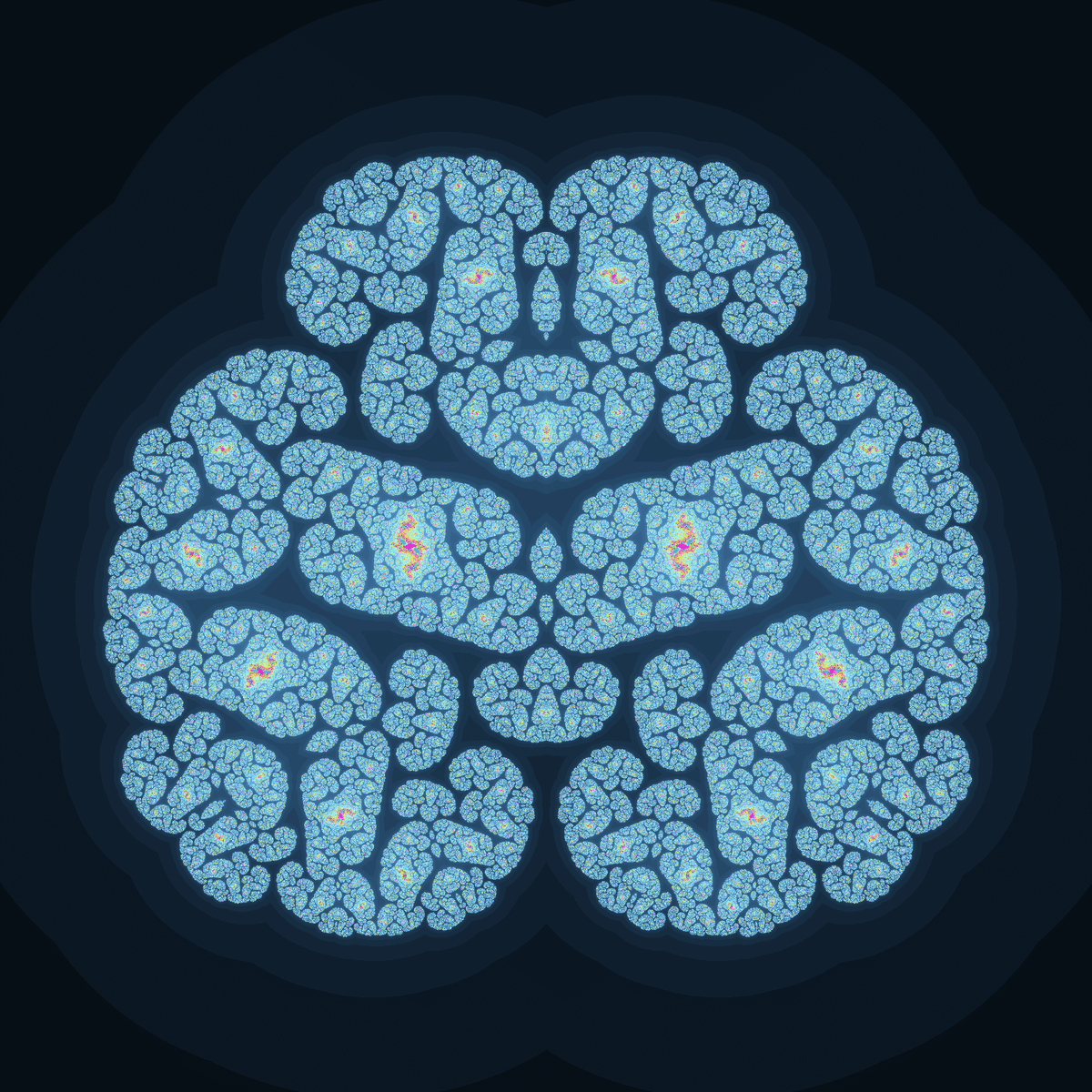 今週のフラクタル85 ((0.5-|0.5-x|+iy)^2+c)｜108Hassium