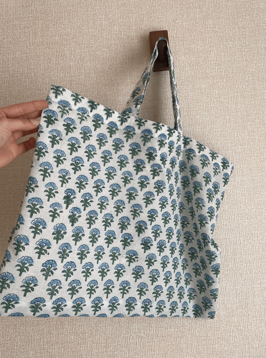 ブロックプリント生地でエコバッグ作ってみました｜初心者でも楽しい布時間｜Kalyan | Emma