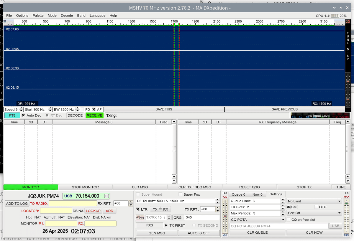 POTAアクティベーション向けにMSHVを設定する｜JQ3JUK アマチュア無線局