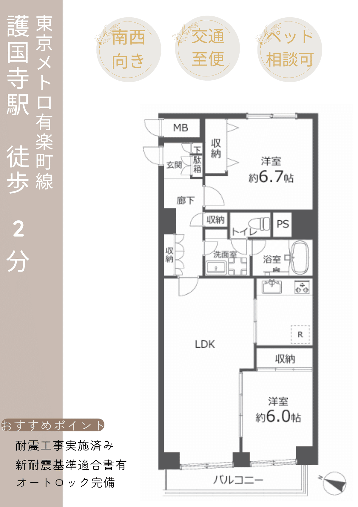 音羽サンハイツ 203号室 6,980万円（税込） 2LDK｜クリアトラン ｜ 仲介手数料定額の不動産