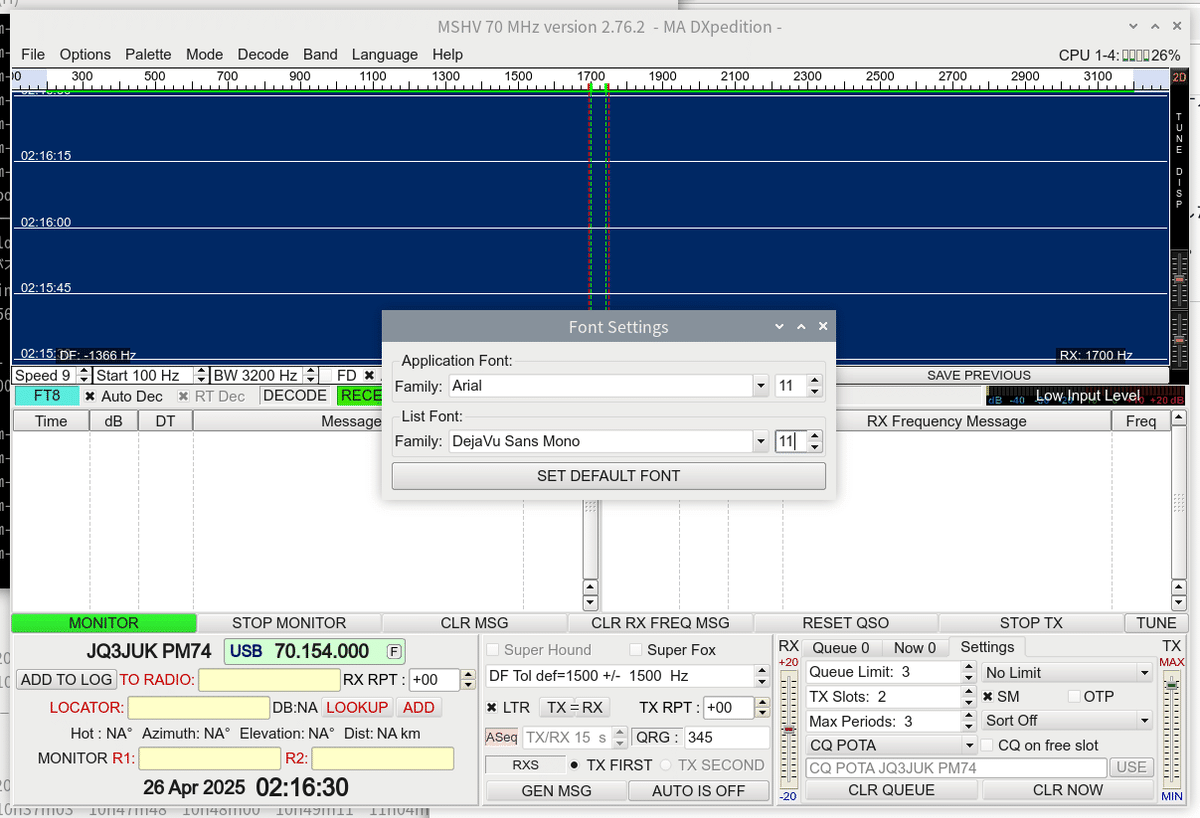 MSHVをカスタマイズして使いやすくする｜JQ3JUK アマチュア無線局