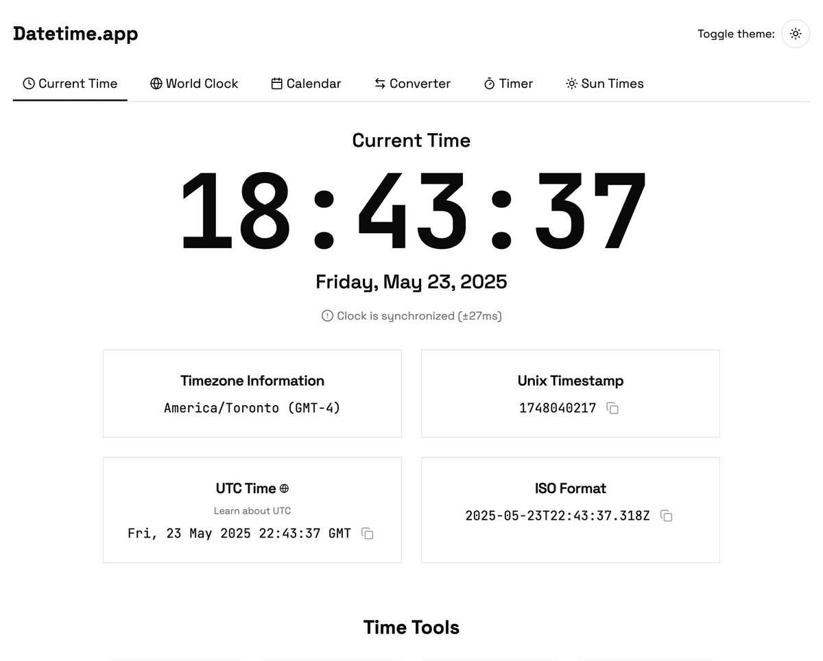 Datetime.app - opensource alternative to time.is｜webmaster