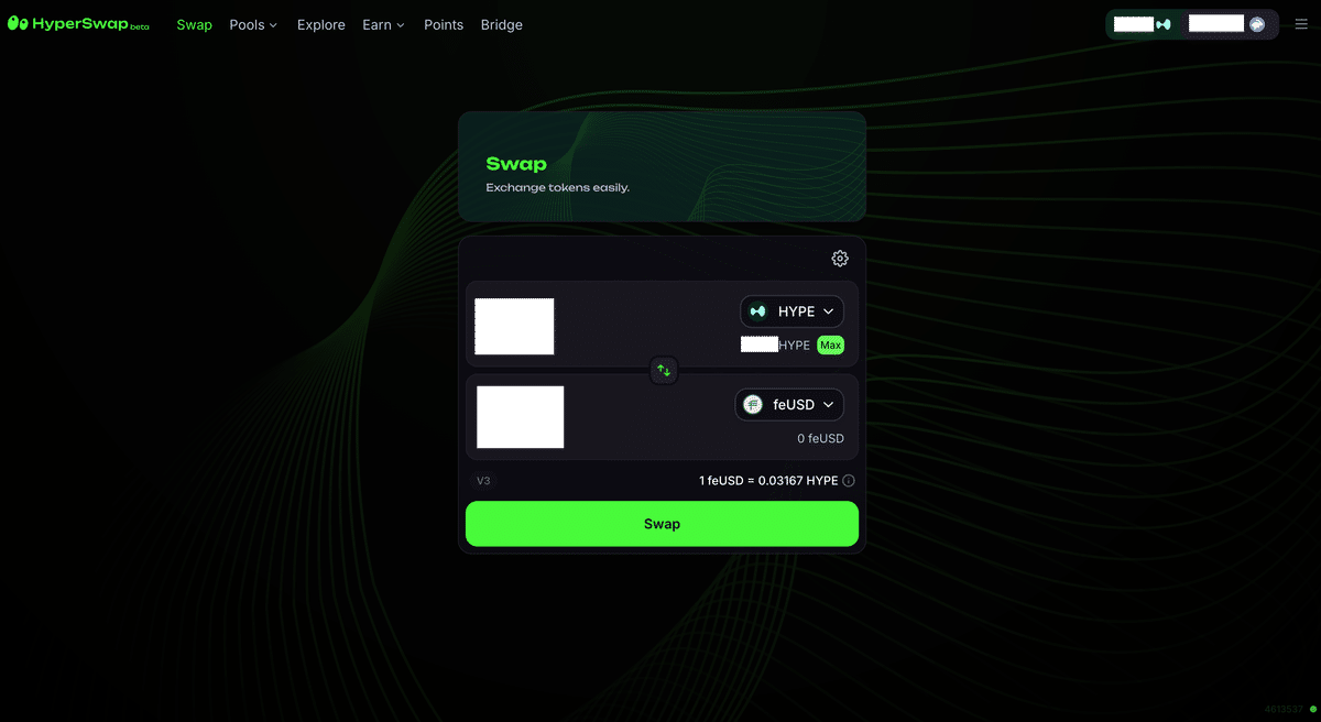 Felix/feUSD ポイントプログラムや入金方法｜deBridgeとHyperSwapを利用したポイント3重取り戦略について｜Alpha-Base Info