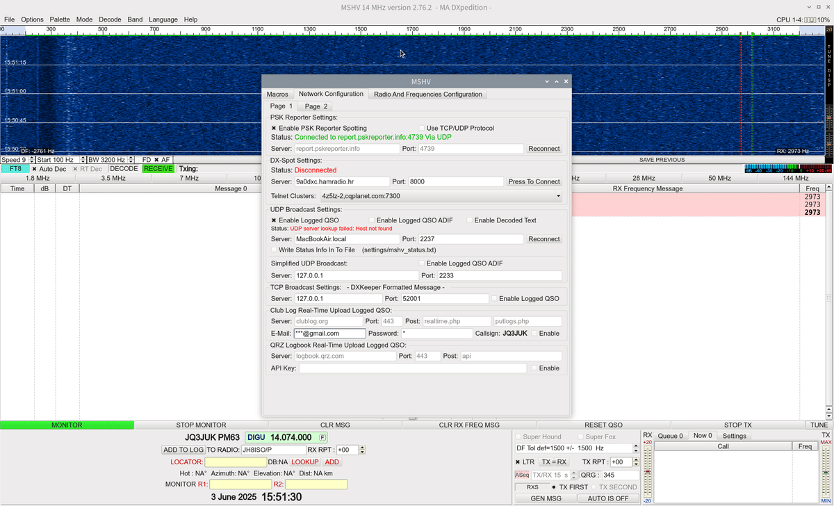 MSHVでFT8運用するために最低限必要な設定｜JQ3JUK アマチュア無線局