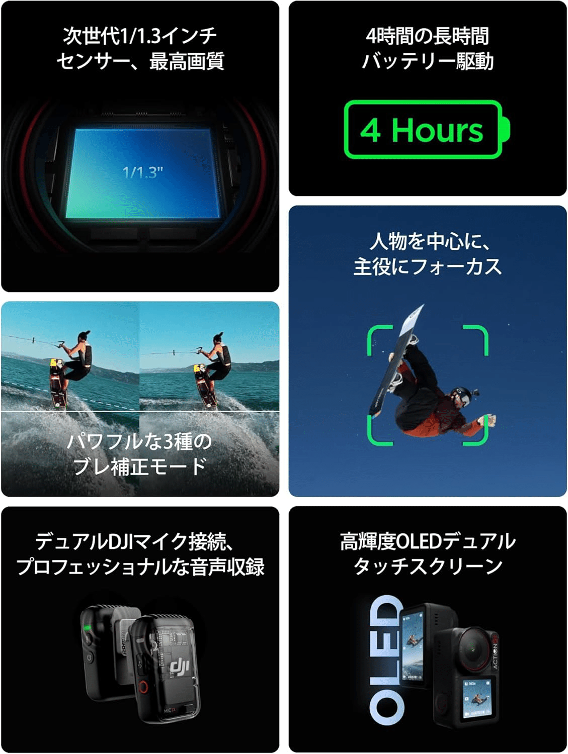 DJI Osmo Action 5 Pro 4K 防水 1/1.3インチ デュアルOLED (ブラック)｜GetGadgetGot