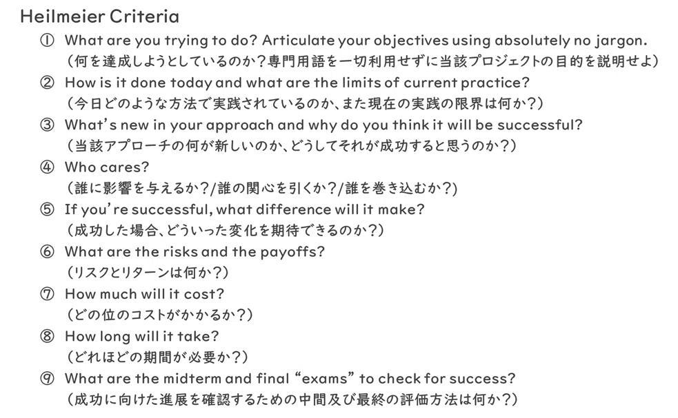 Episode 8: Heilmeier Criteria｜株式会社トヨタコンポン研究所