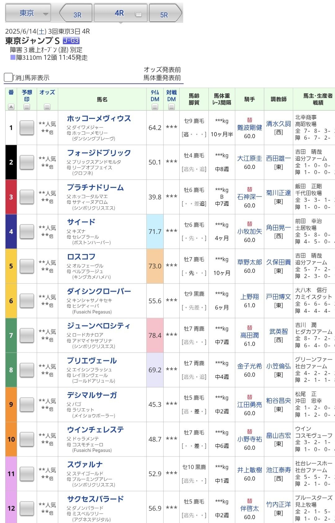 6/13(土)東京4R 東京JS (無料公開)｜OK