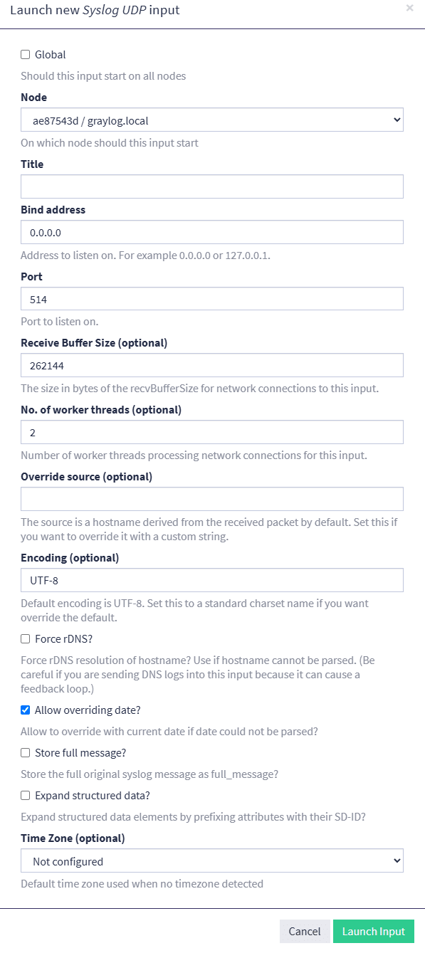 Graylog の設定（UDP-514受信）｜りっちゃん