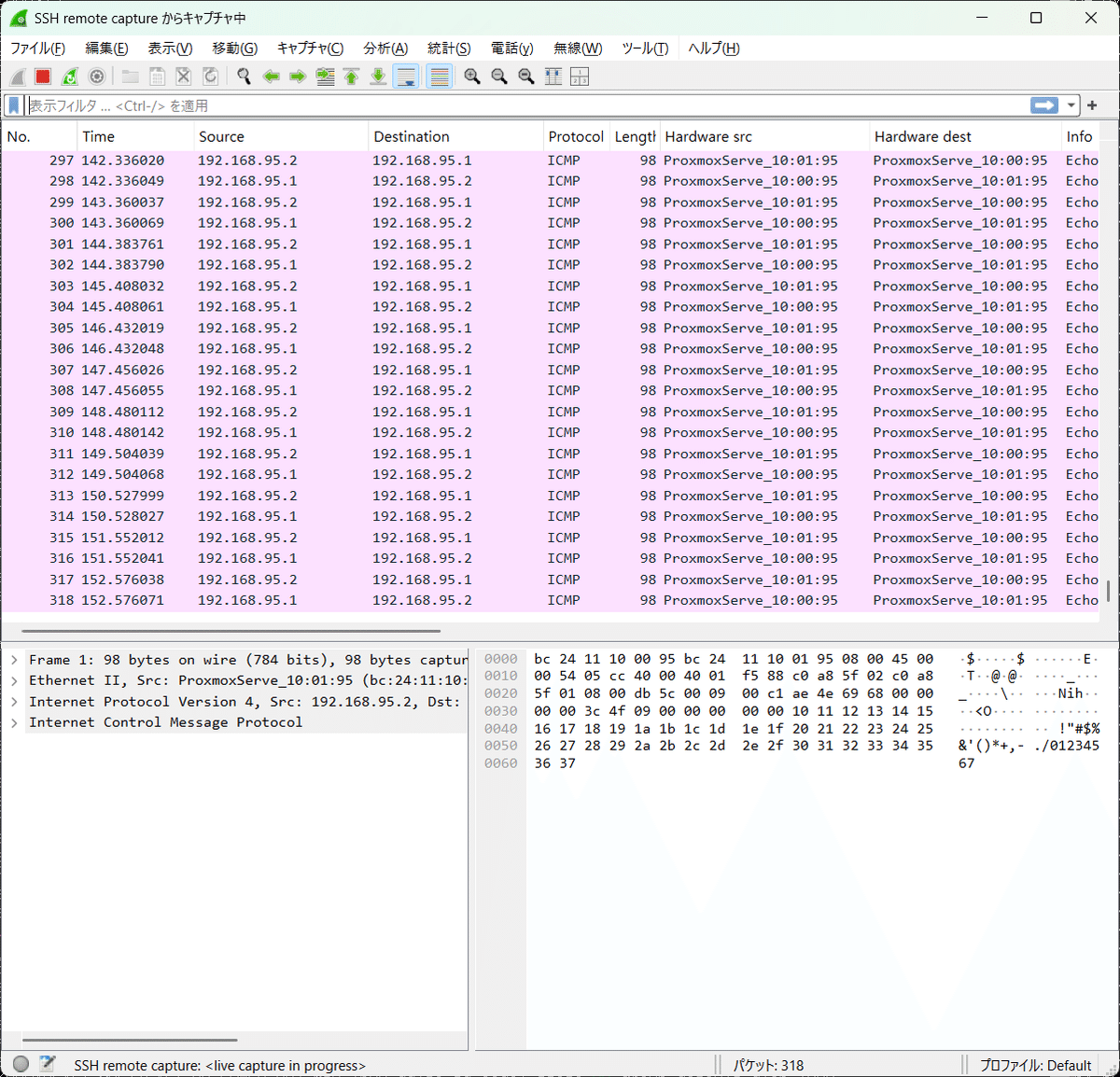 iperf3の負荷試験の通信をパケキャプして帯域計算方法を確認してみた｜えのきこ