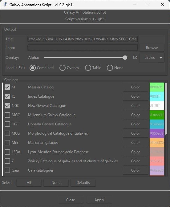 Siril のGalaxy Annotations スクリプトを改良してみた。｜ゴンカネ5