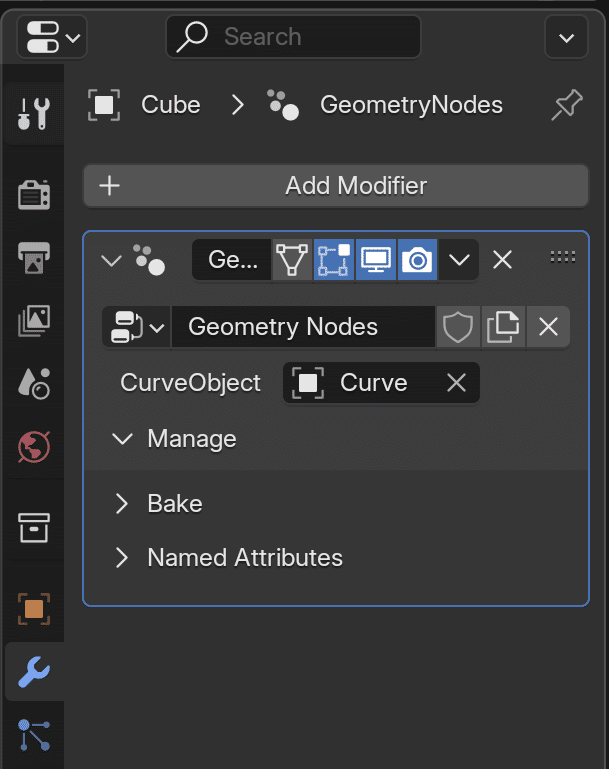 Blender Array+CurveをGeometry Nodesで｜ひき