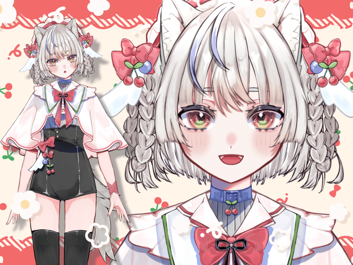 🍒販売開始 耳揺れがキュートな🐺モチーフの女の子🤍｜杏仁屋/annin ＠Live2D