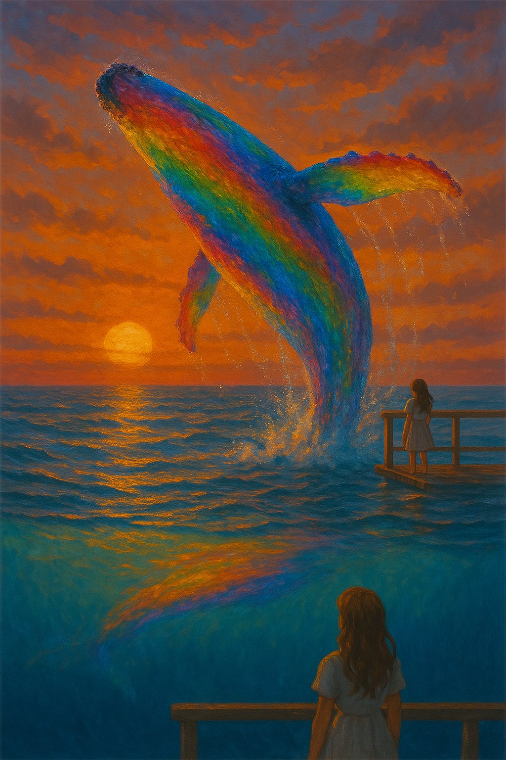 揺れる波の向こうに〜虹色クジラ｜ichiro70
