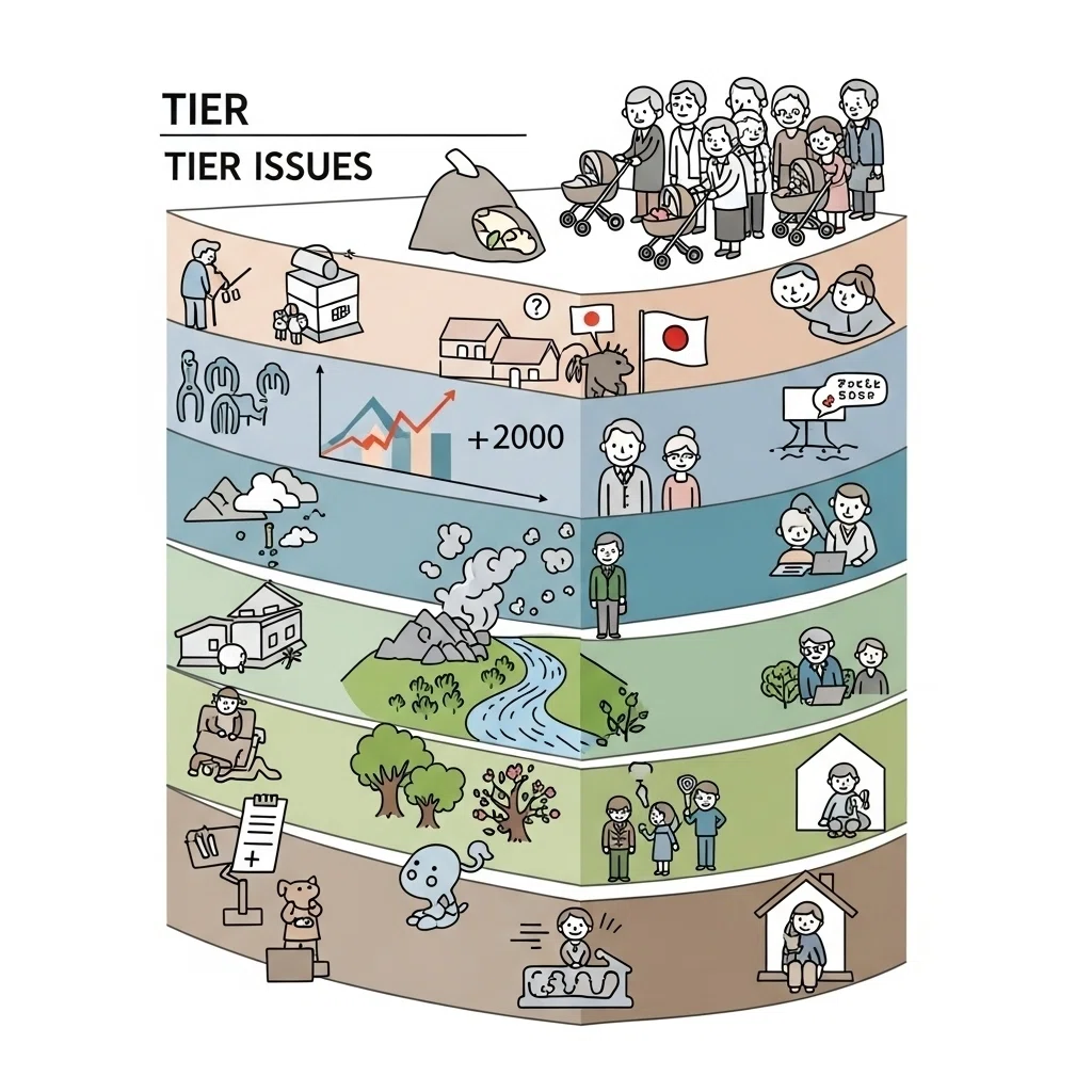 TIER List of Social Issues Facing Japan｜AIちゃんねる