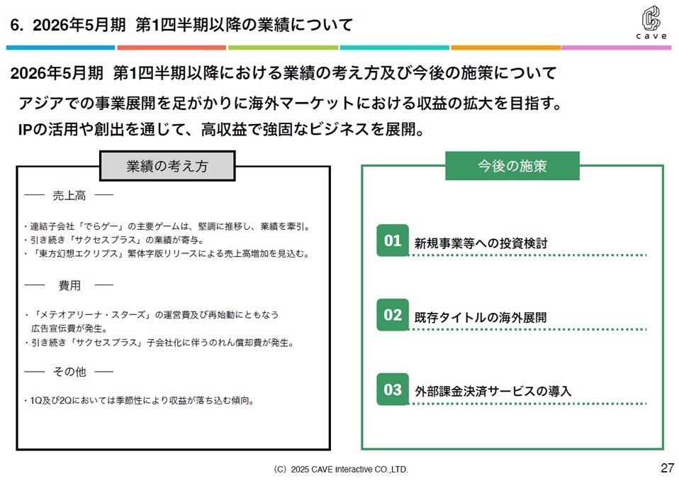 2025年度通期決算公開のお知らせ｜株式会社ケイブIR情報｜Cave IR note