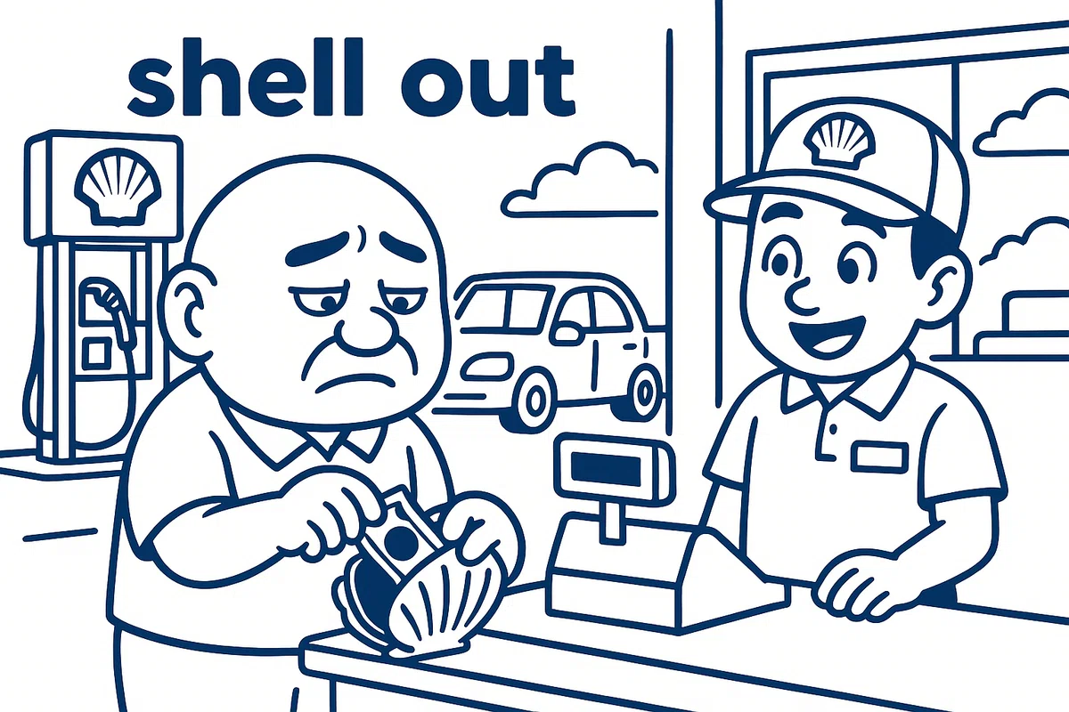 shell out 暗記 | 英単語を語源、連想で覚える。英語学習 、TOEICにも。｜ひで