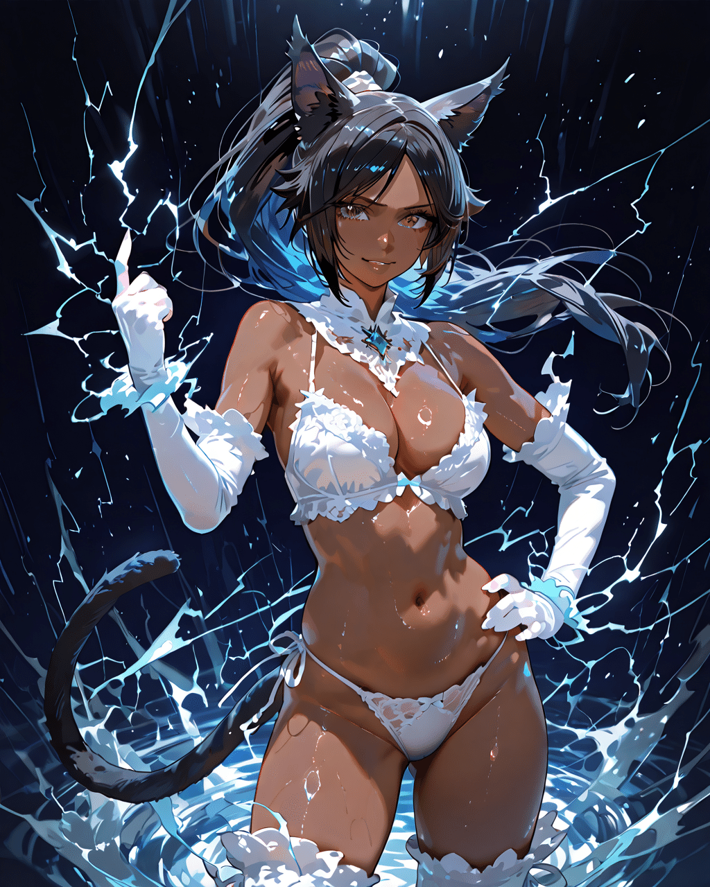 Stable diffusionで作るBLEACHの夜一の瞬鬨・雷獣戦形 "瞬霳黒猫戦妃" ｜nobin@noteで生活している人