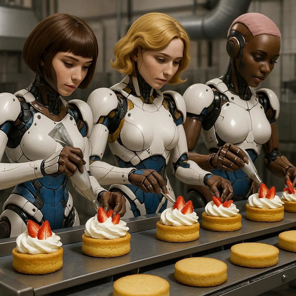 GPT－4o 新モデル de ケーキ工場、写真 @Image Creator & ImageFX & Whisk＋プロンプト｜茜町春彦