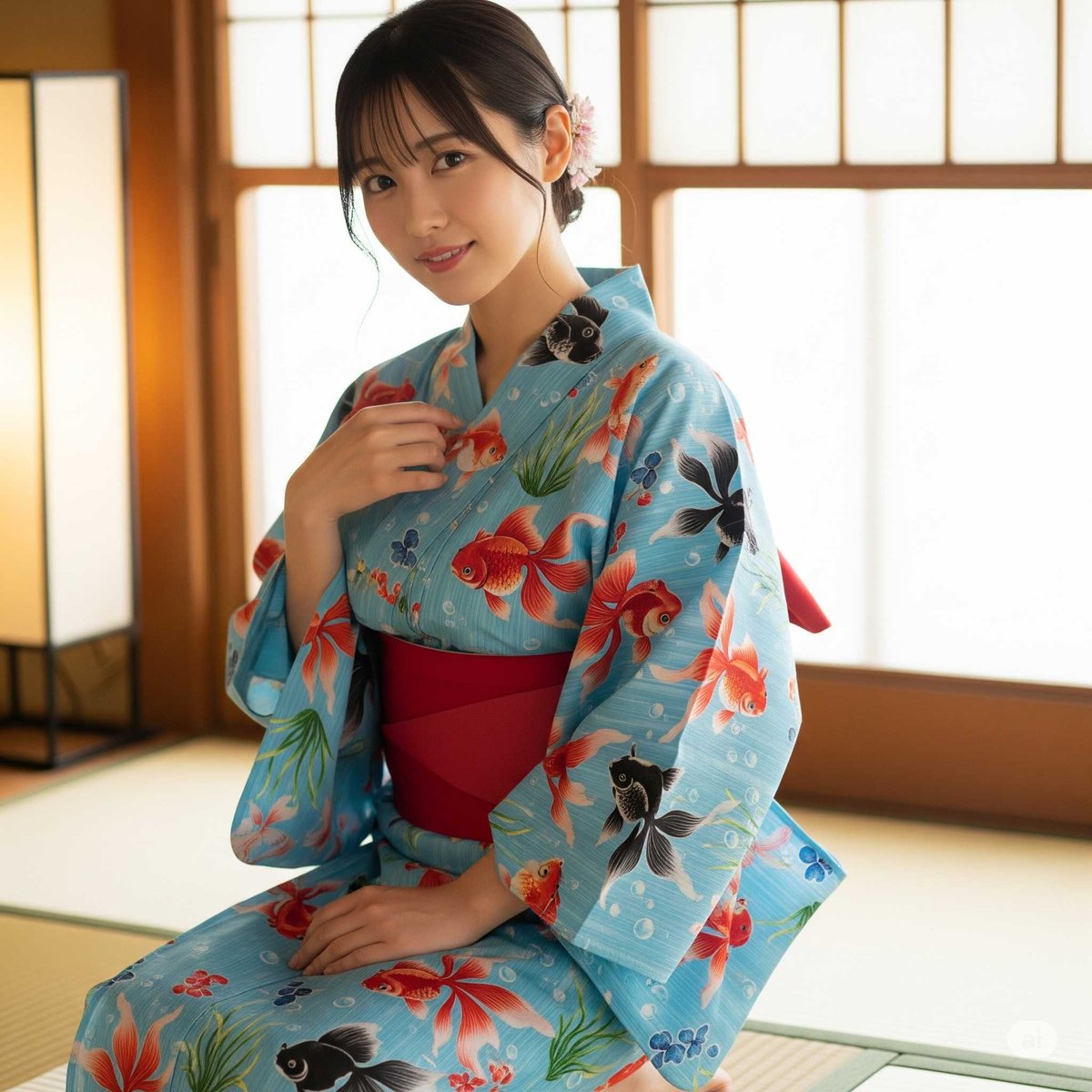 金魚柄の浴衣美女｜zerozero_x