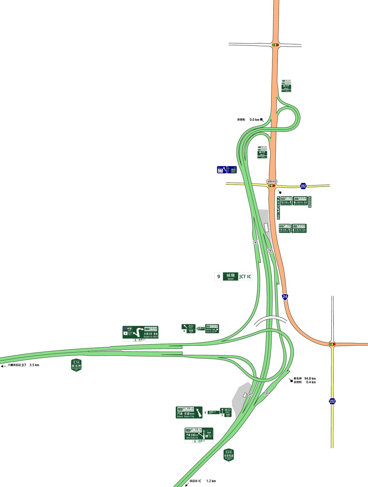 E1A 新名神 9 城陽JCT/IC ~ 10 八幡京田辺JCT/IC + E89 第二京阪 京田辺TB ~ 5 京田辺松井IC｜know where to run / のうえあとらん