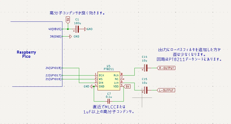 PT8211(DAC)で波形出力｜がめにげ