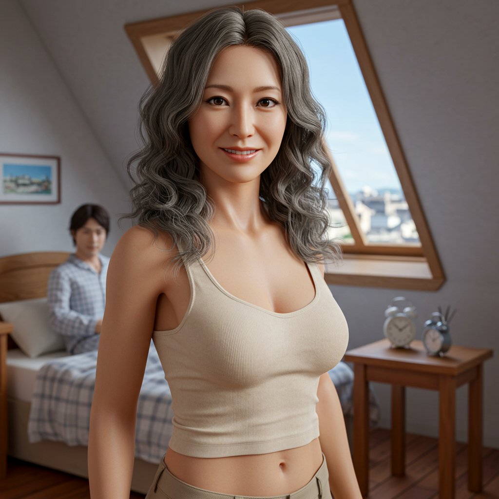 無料AI de プラスチック模型（母息子、屋根裏部屋） @Image Creator & ImageFX & Whisk＋プロンプト｜茜町春彦