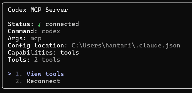 Claude Code に Codex CLIをMCPサーバーとして接続してみる｜hantani