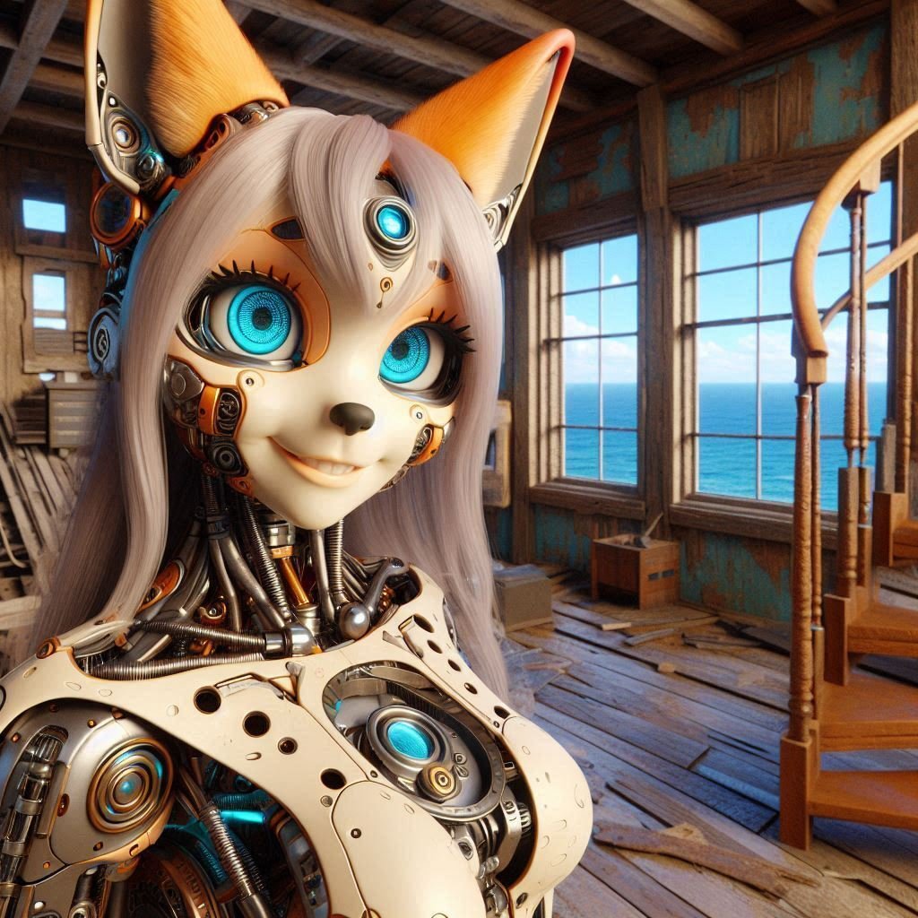 無料AI de 3DCG（サイボーグ、キツネ） @Image Creator & ImageFX & Whisk＋プロンプト｜茜町春彦