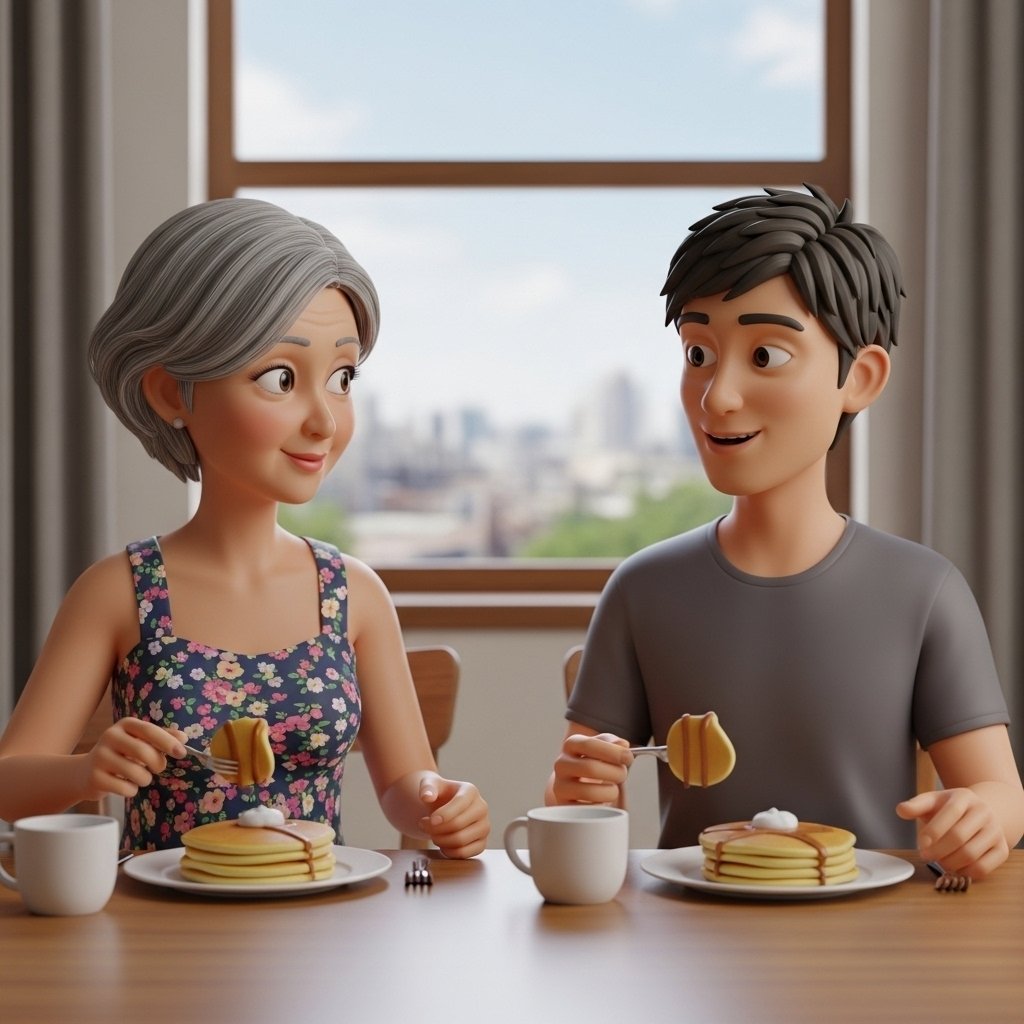 無料AI de パンケーキ（粘土模型、母息子） @ImageFX & Whisk＋プロンプト｜茜町春彦