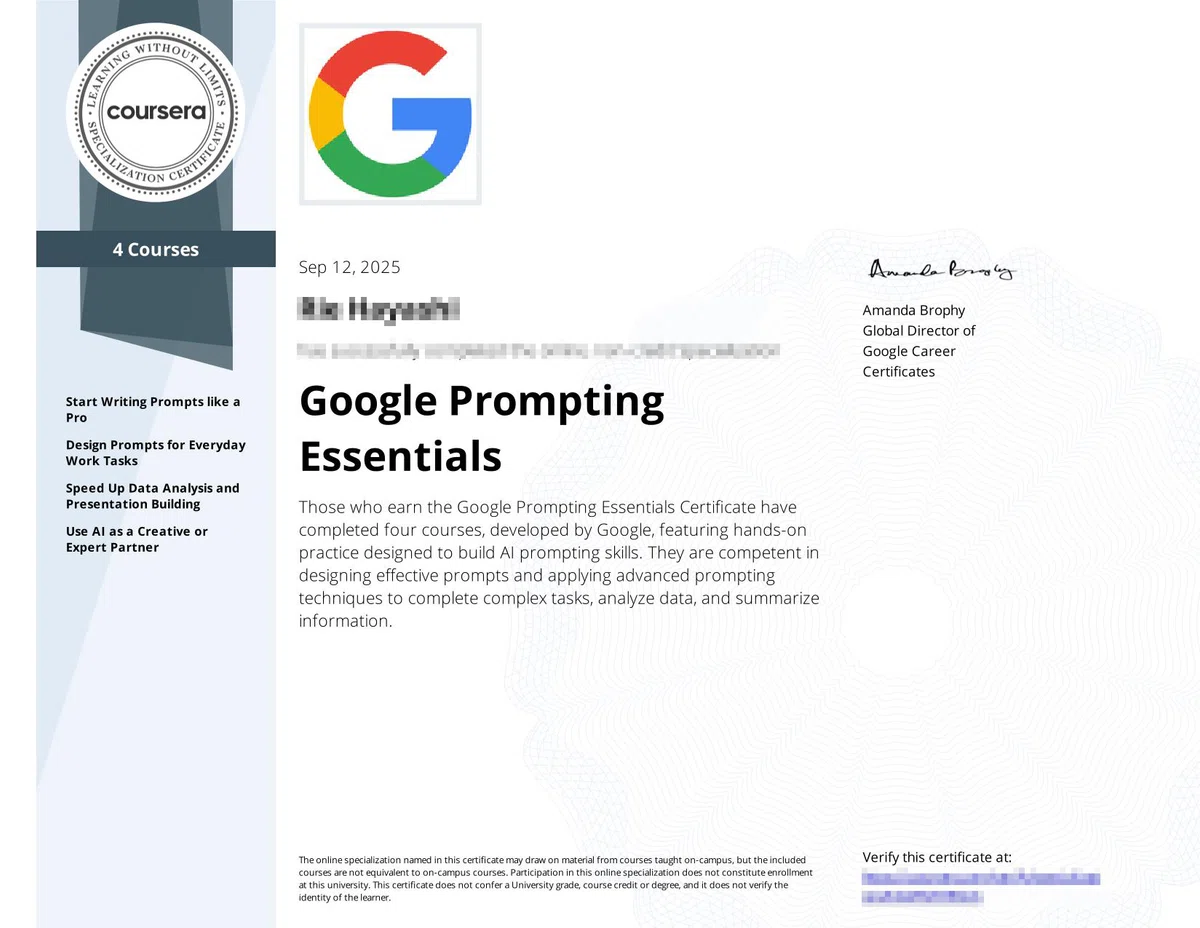 Google Prompting Essentials 修了レポート：T.C.R.E.I.フレームワーク徹底解説｜AIわかるまん | AI活用術