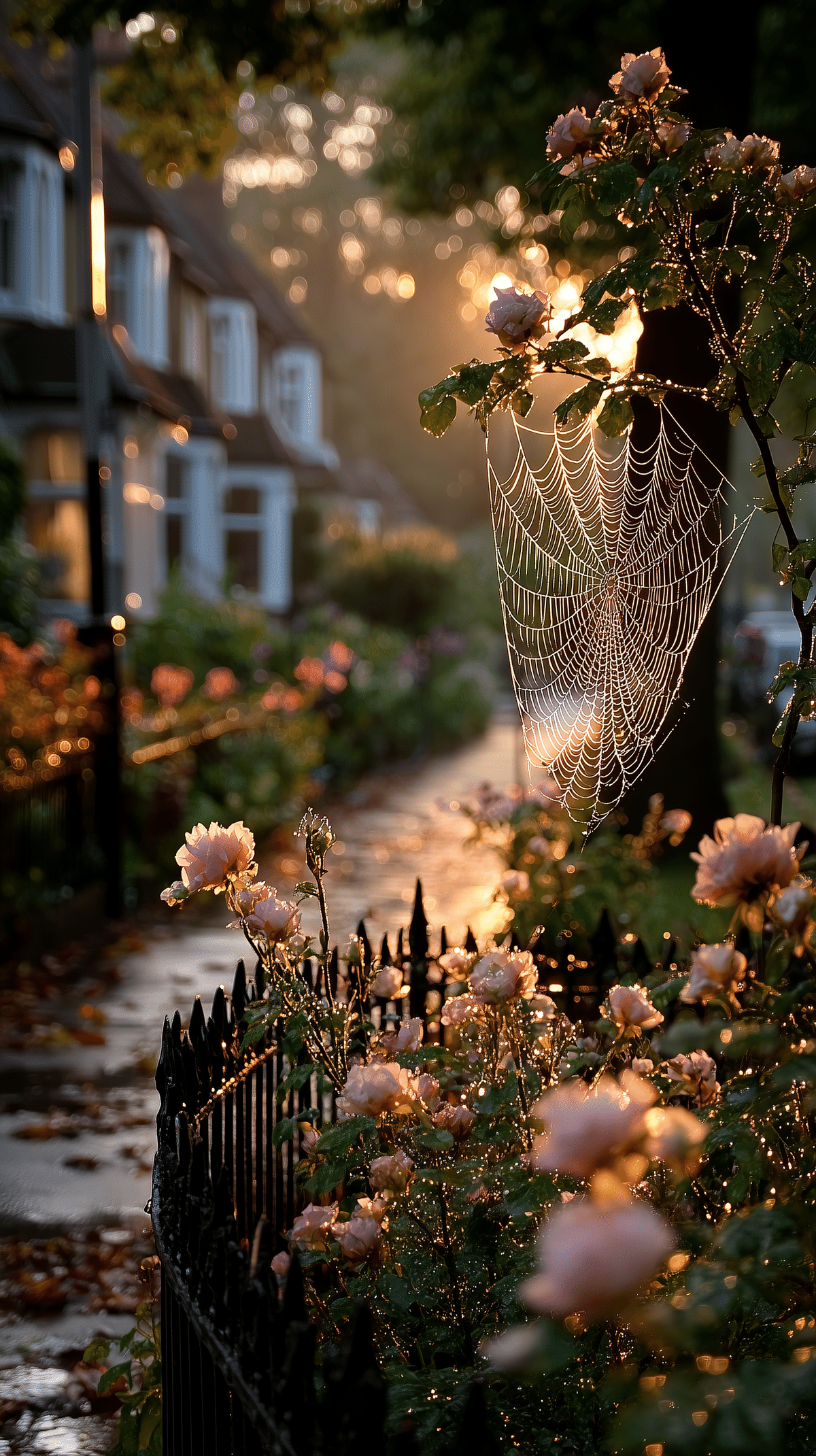 初心者必見!【蜘蛛の巣と朝露】コピぺAIイラスト｜背景プロンプト呪文全公開｜mimi@AIart