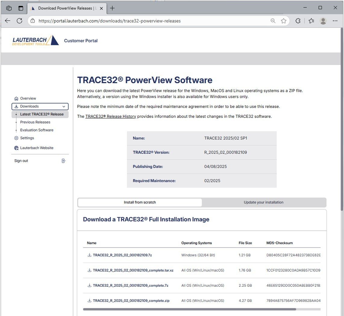 TRACE32 PowerView ダウンロード＆アップデート｜日本ローターバッハ