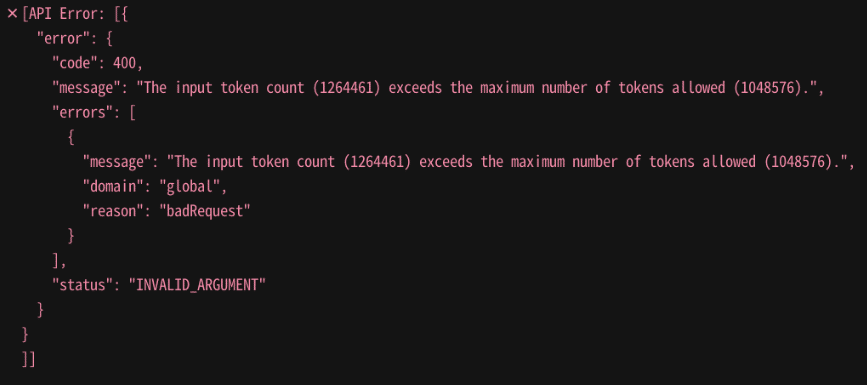 Gemini CLIで「input token count exceeds the maximum」エラーが出たときの原因と対策【Geminiとがんばる】｜むべな｜迷えるむしょく