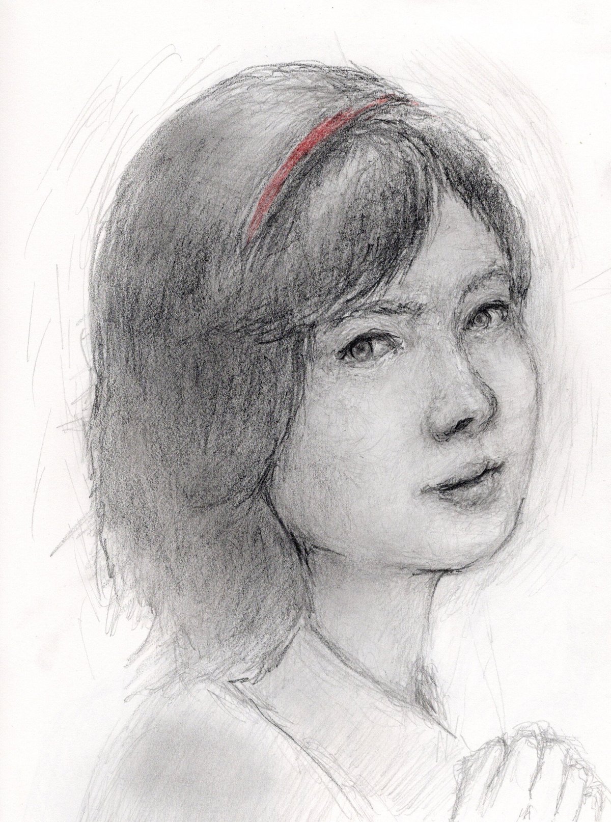 鉛筆でカチューシャの女の子の絵を描いてみた！｜Atelier Non